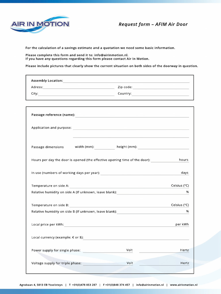 Request Form - AFIM Air Door - 240830 - 115412 | PDF