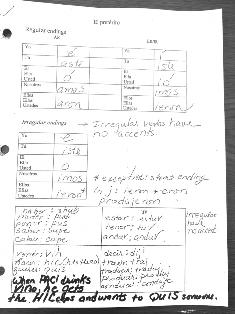Preterite Chart Exercises-1 | PDF