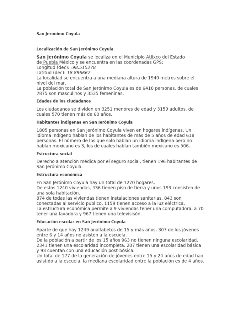 San Jeronimo Coyula | PDF