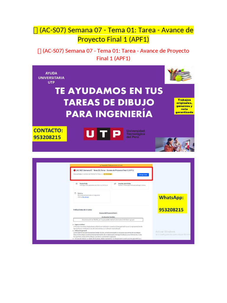 ? (AC-S07) Semana 07 - Tema 01 Tarea - Avance de Proyecto Final 1 (APF1) | PDF | Cad automático ...