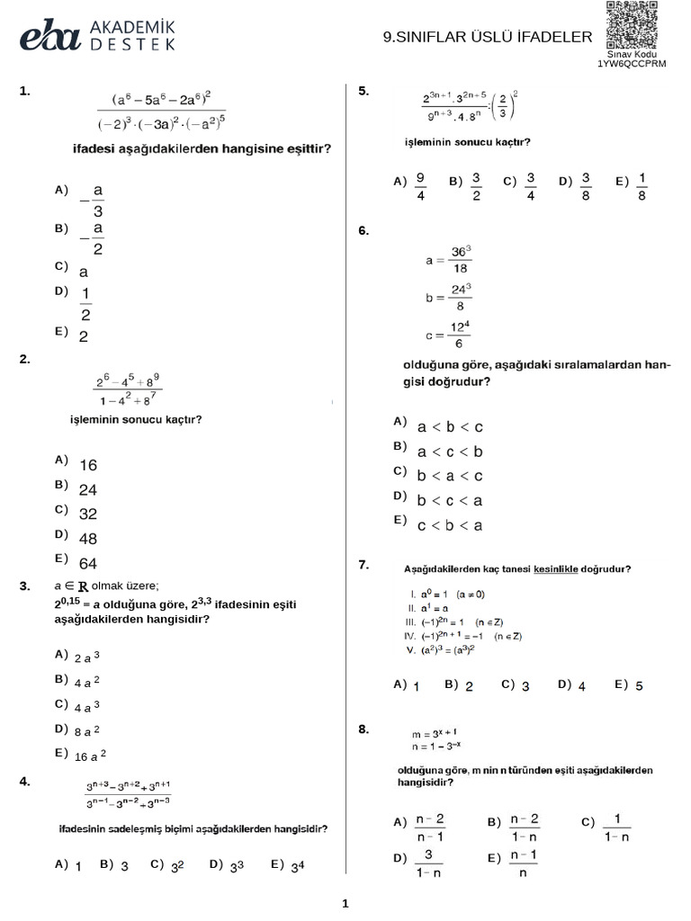 9-siniflar-üslü-i̇fadeler | PDF