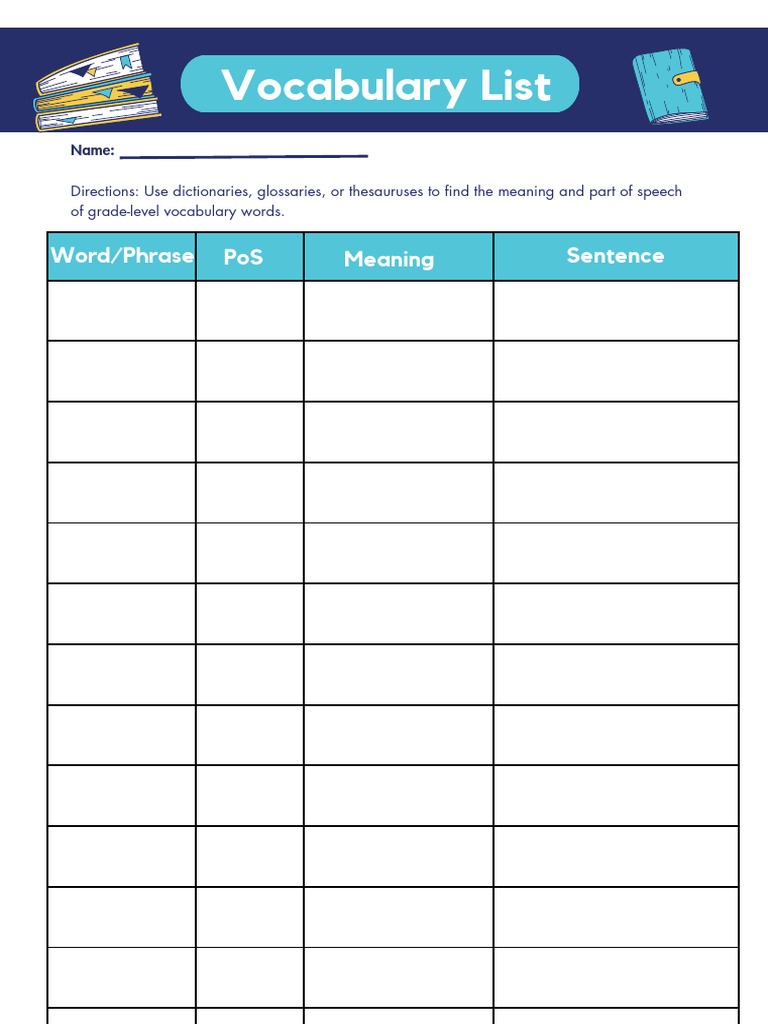 Vocabulary List | PDF