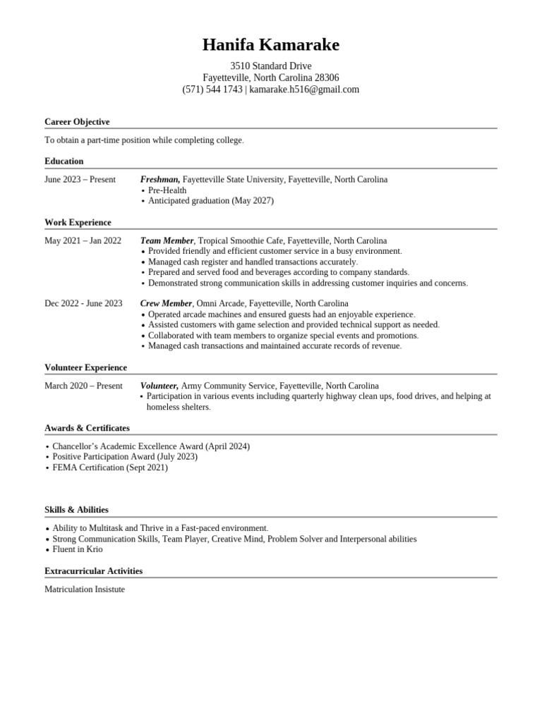 Resume Ex 1 | PDF