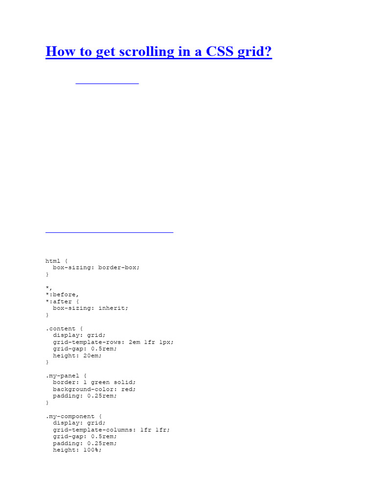 How To Get Scrolling in A CSS Grid | PDF