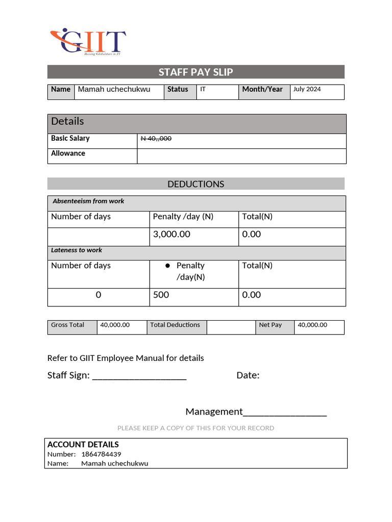 uche July payslip 2024 | PDF