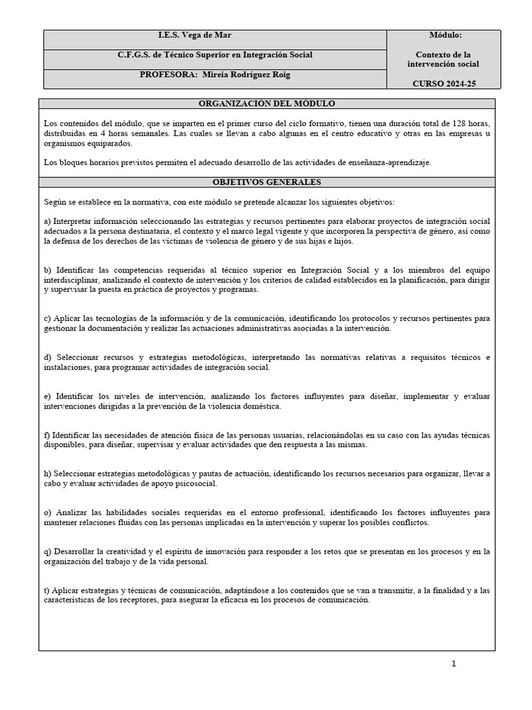 Informacion Inicial Cis 24 25 | PDF