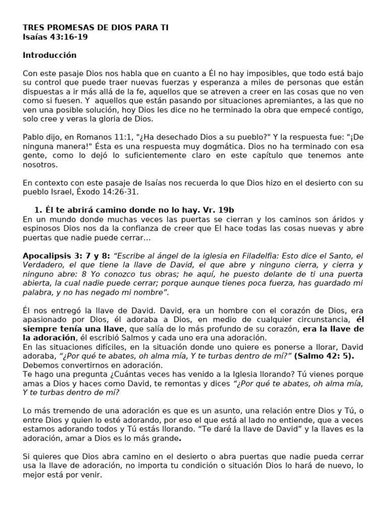 Tres Promesas de Dios para Ti | PDF