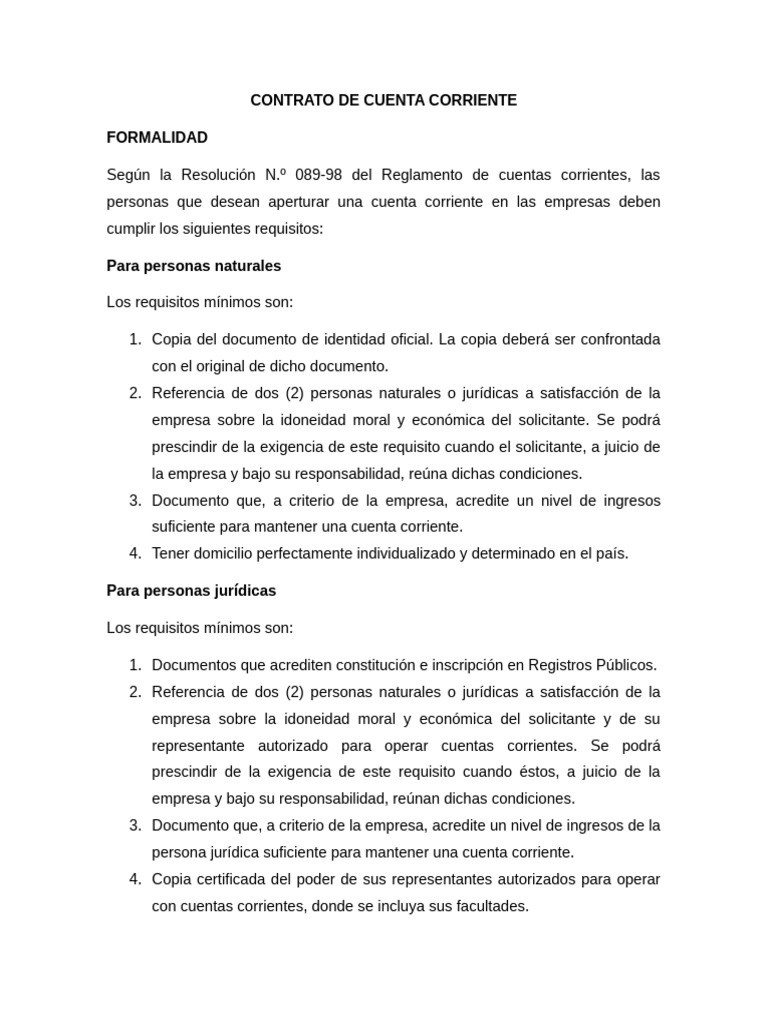 Contrato de Cuenta Corriente | PDF Contrato de Cuenta Corriente | PDF