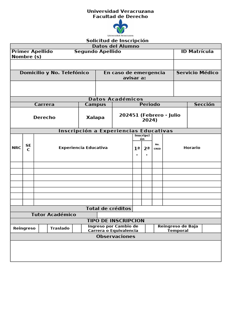 Formato de Inscripcion 202451 | PDF