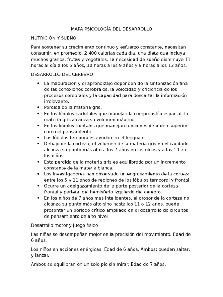 mapa psic del desarrollo | PDF