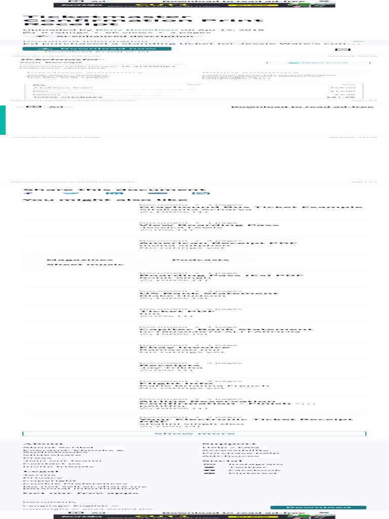 Ticketmaster Confirmation Print Receipt PDF | PDF