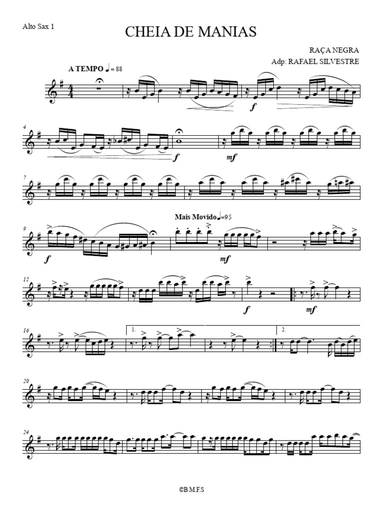 CHEIA DE MANIAS - Alto Sax 1 | PDF