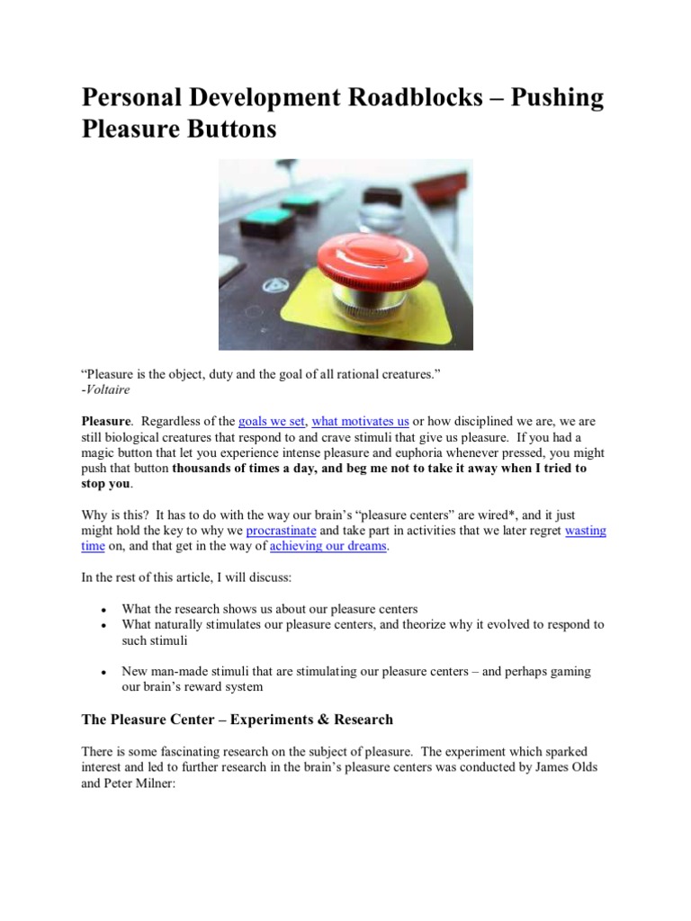 Personal Development Roadblocks | PDF | Reward System | Pleasure