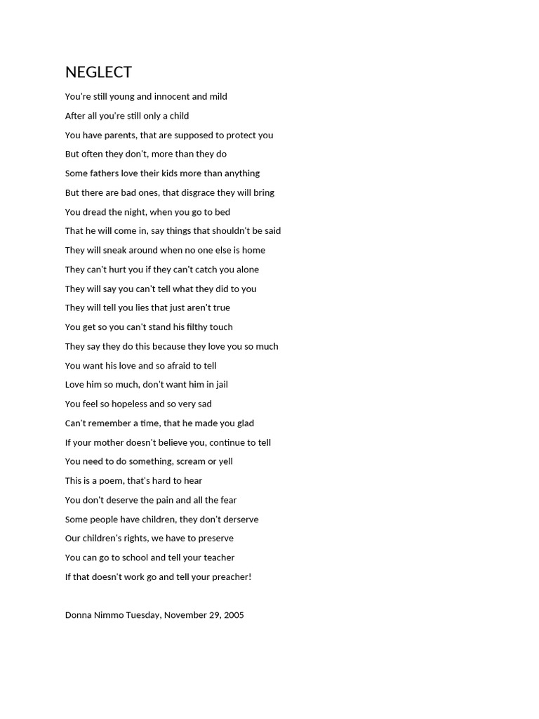 Child Neglect Poem (1) ENG SBA[231] | PDF