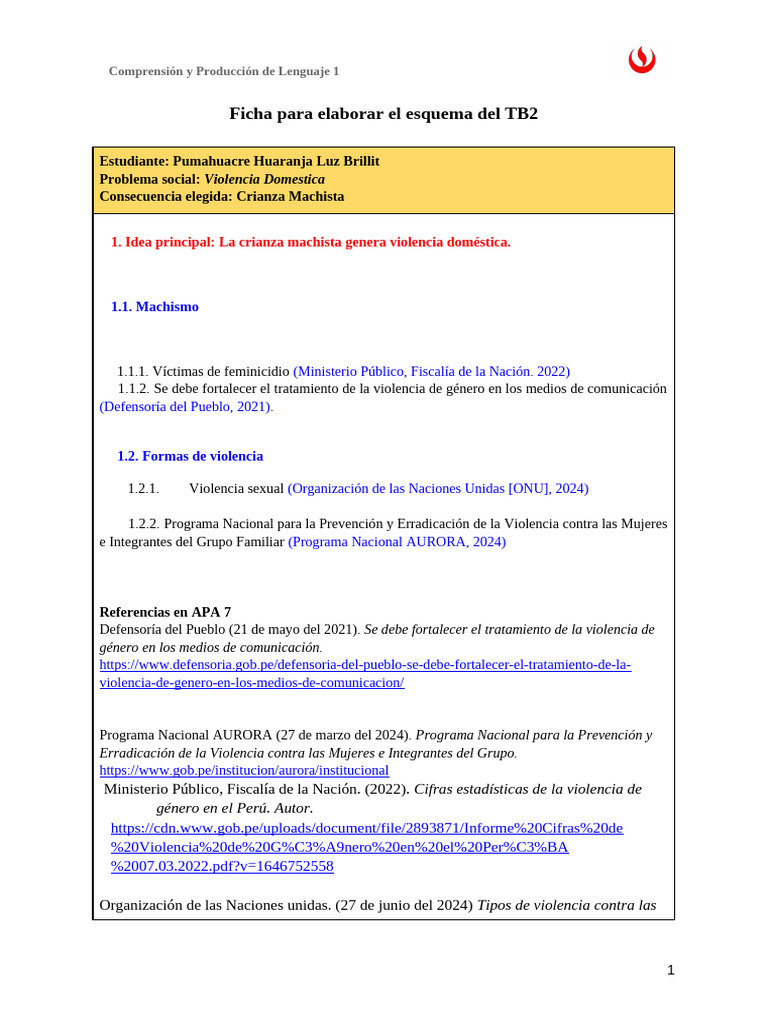 TB2 Ficha individual para el esquema | PDF