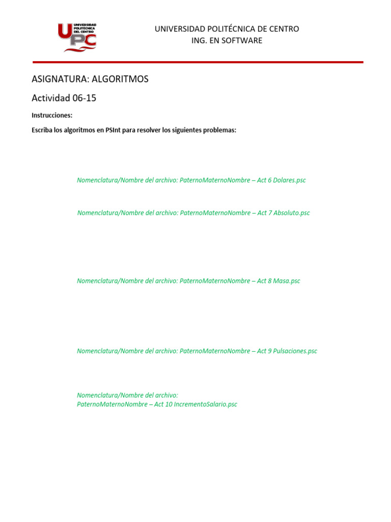Algoritmos Act 06 15 Algoritmos Básicos 2 Pdf