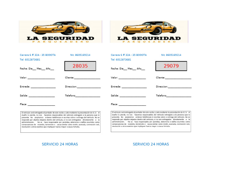 Recibo de Parqueadero | PDF