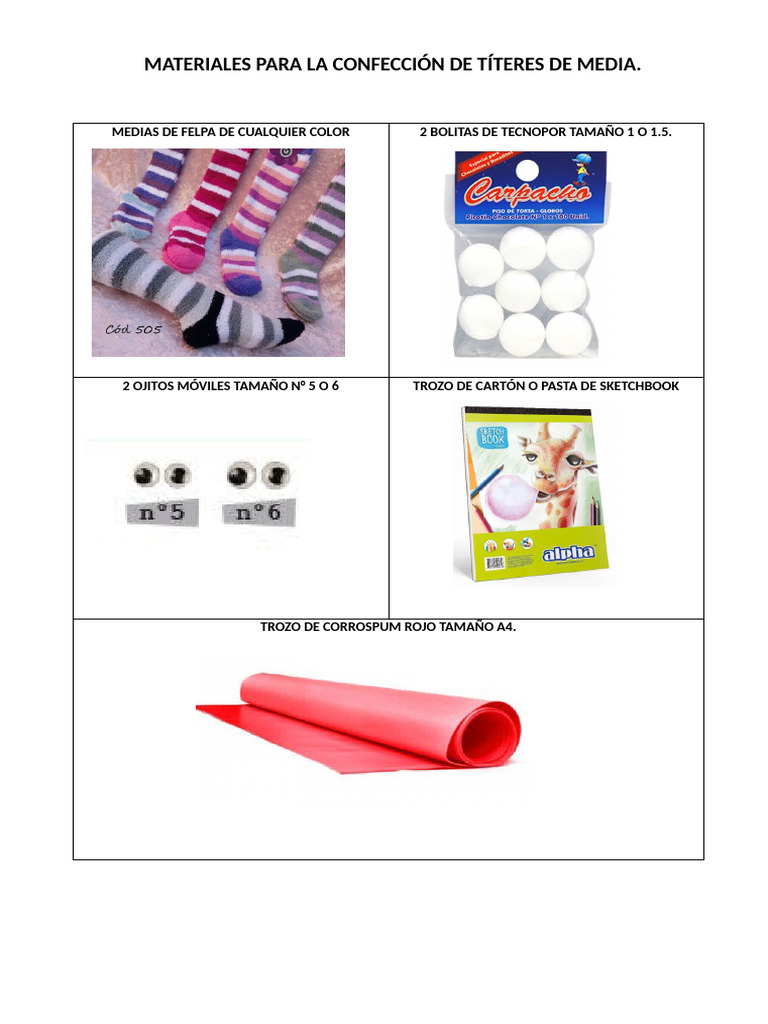 Materiales para La Confeccion de Titeres de Media | PDF