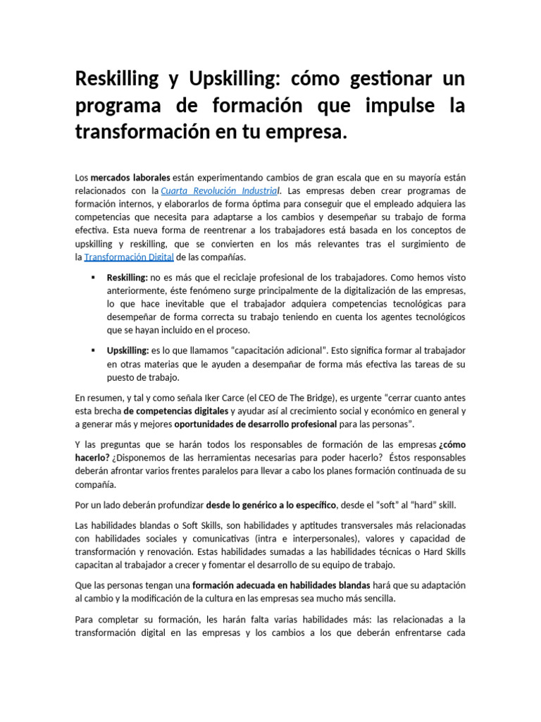 Reskilling y Upskilling | PDF