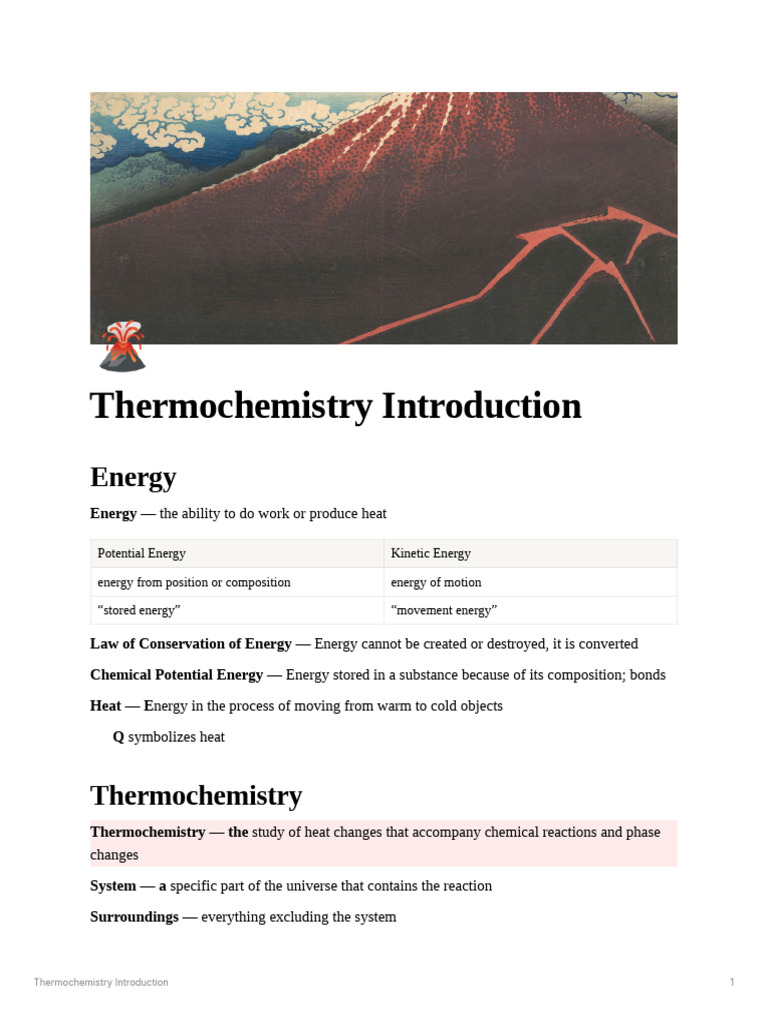 Thermochemistry Introduction | PDF