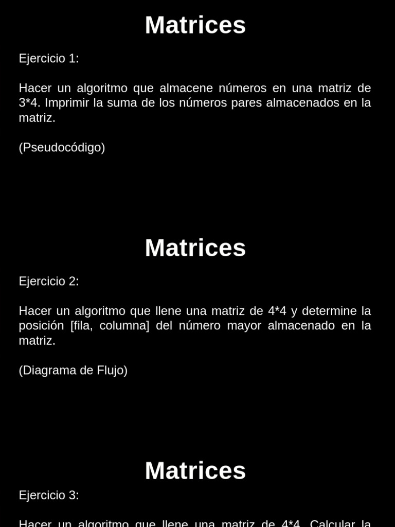 Ejercicios Con Matrices | PDF