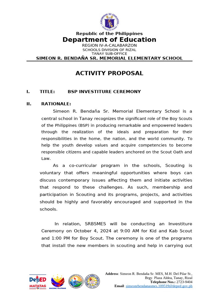 Scouting Activity Proposal SRBSMES | PDF