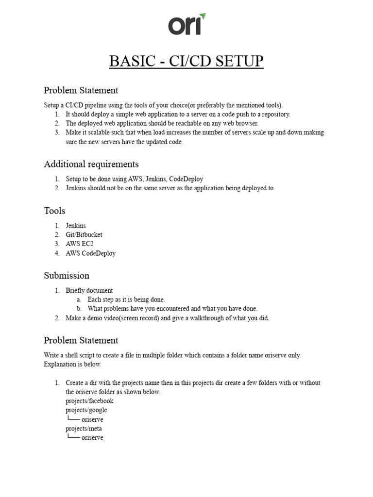 Assignment - Junior DevOps Engineer at Oriserve | PDF