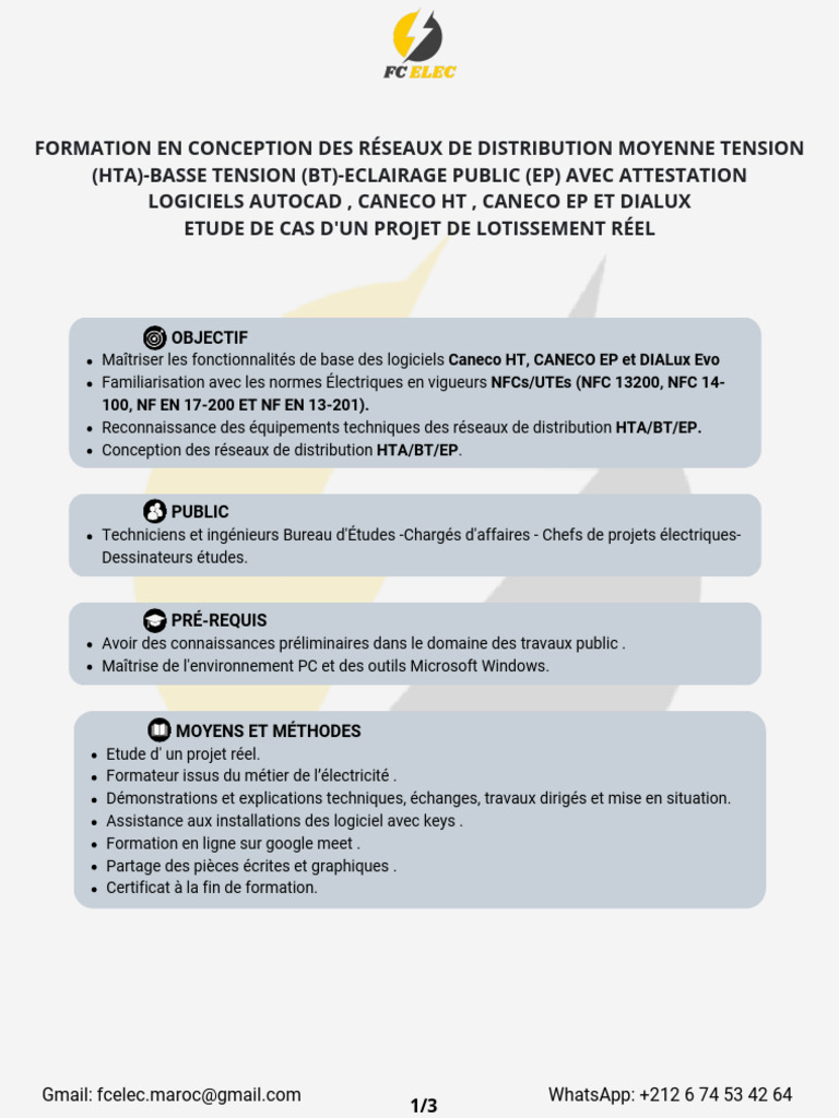Formation en Conception Des Réseaux de Distribution Ht-Bt-Ep 58 | PDF
