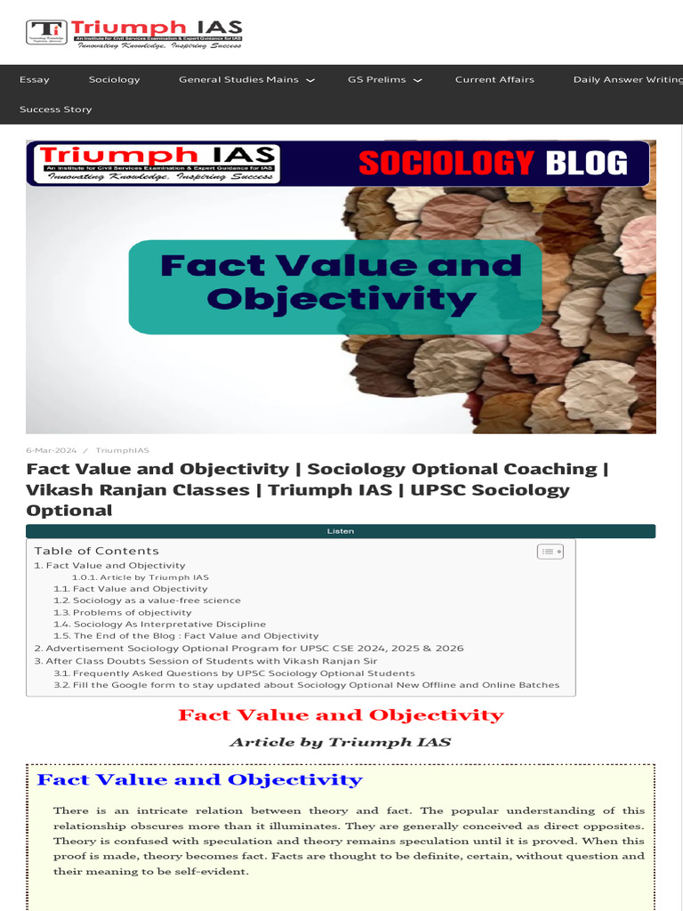 Fact Value and Objectivity | PDF
