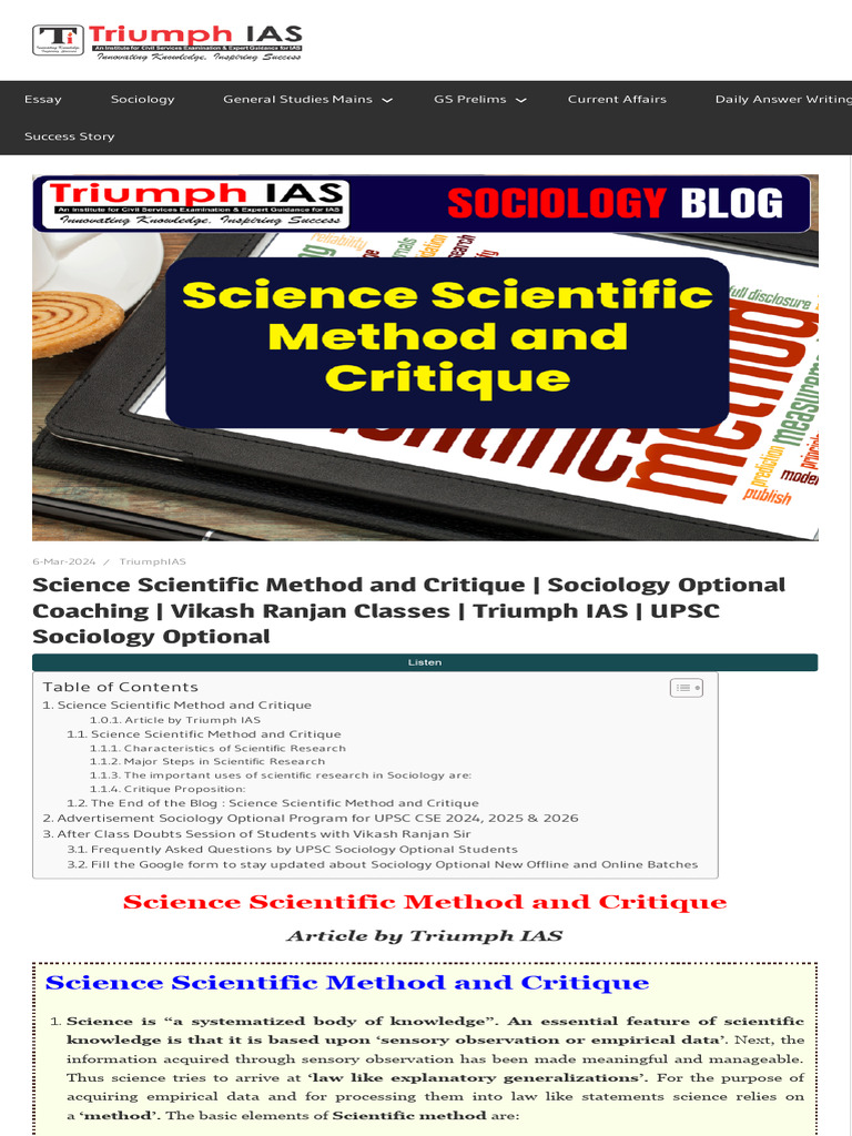 Science Scientific Method and Critique | PDF
