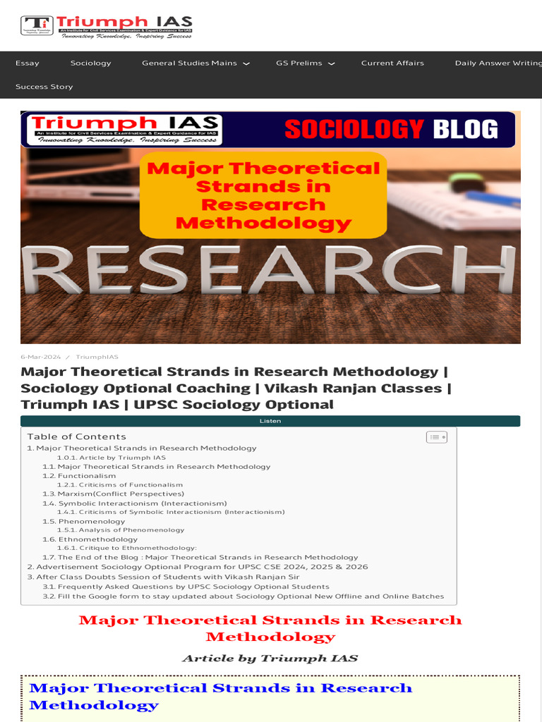 Major Theoretical Strands in Research Methodology | PDF