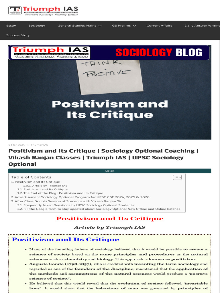 Positivism and Its Critique | PDF