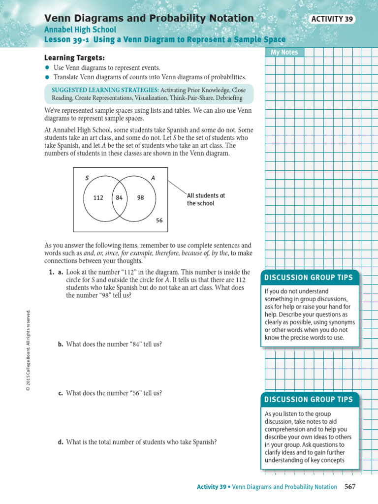 TADEO 3199740 - Venn Diagrams and Probability Notation | PDF