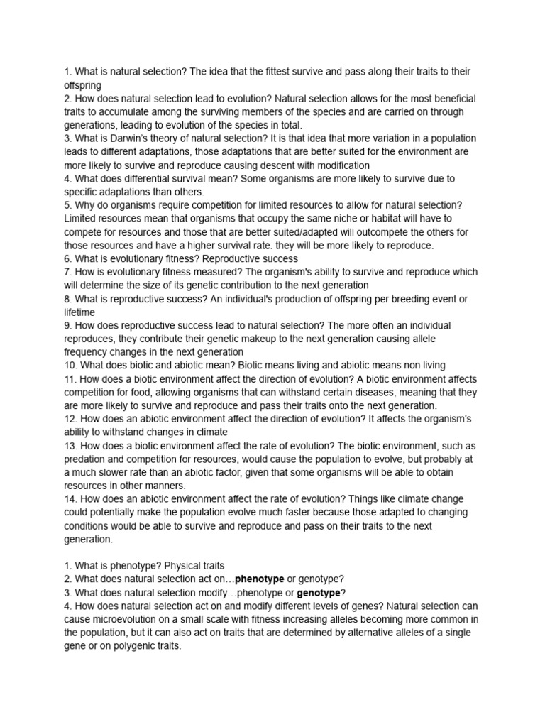 Unit 7 AP Bio Focus Questions | PDF