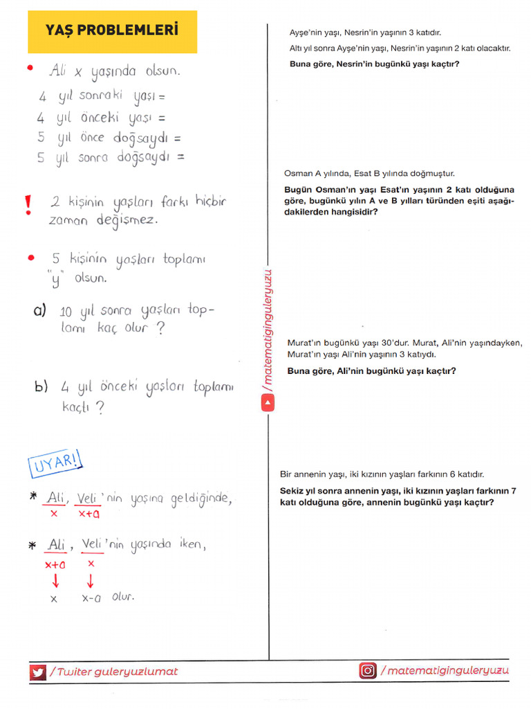 Yaş Problemleri Hızzz | PDF