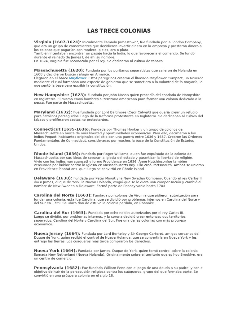 1.-Independencia de Los EE. UU. (Las Trece Colonias) | PDF