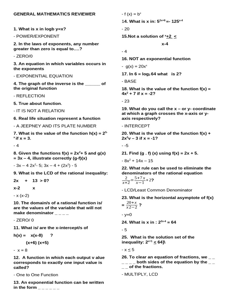 Gen Math Reviewer Q1 | PDF