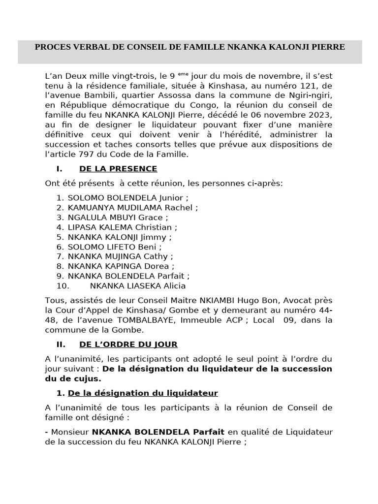 PV Conseil de Fam Nkanka | PDF