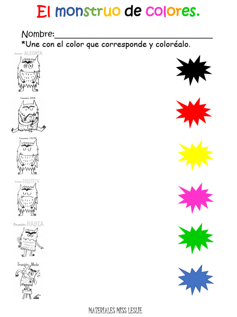 ACTIVIDADES MONSTRUO DE COLORES | PDF