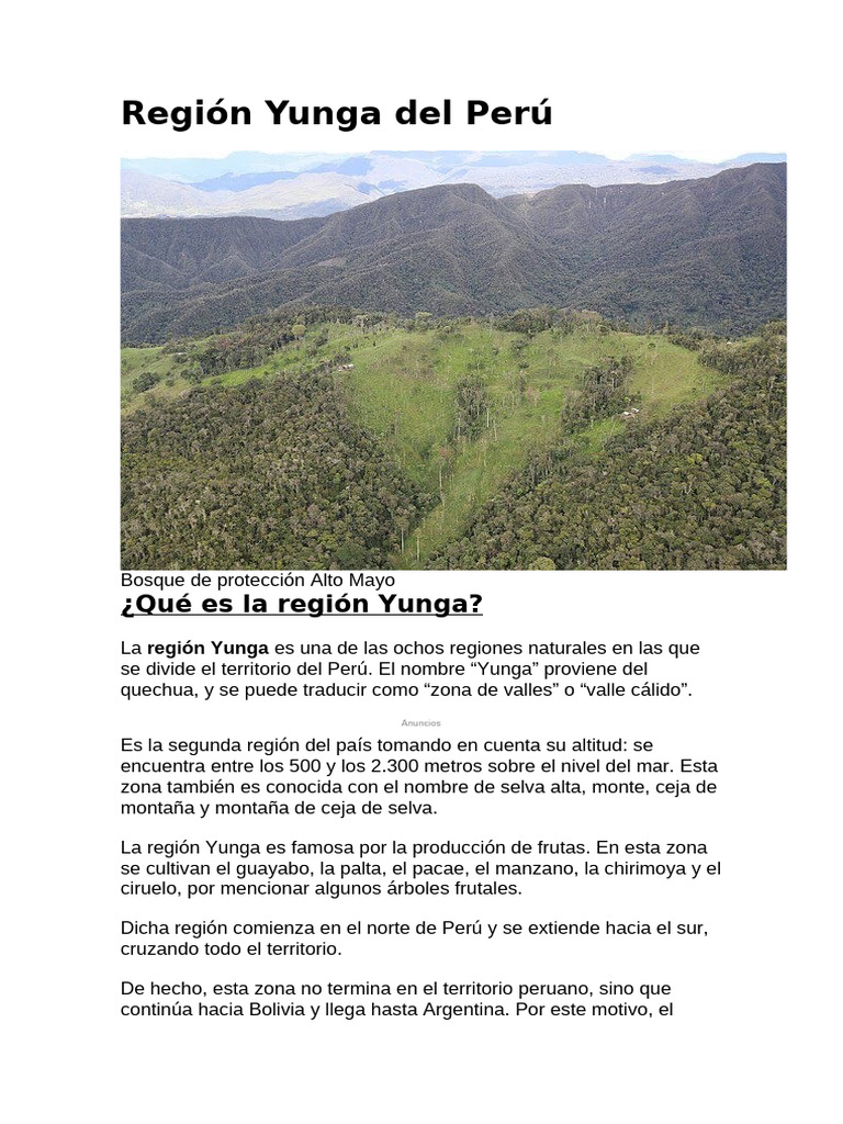 Región Yunga Del Perú | PDF