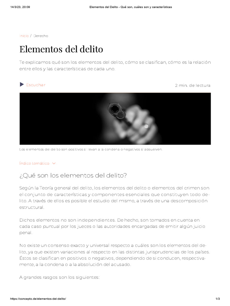 Elementos Del Delito - Qué Son, Cuáles Son y Características | PDF