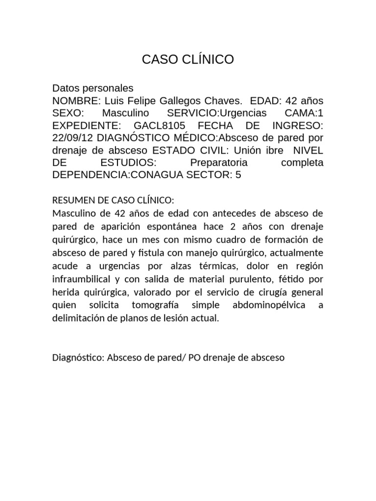 Caso Clínico | PDF | Enfermedades y trastornos humanos | Medicina