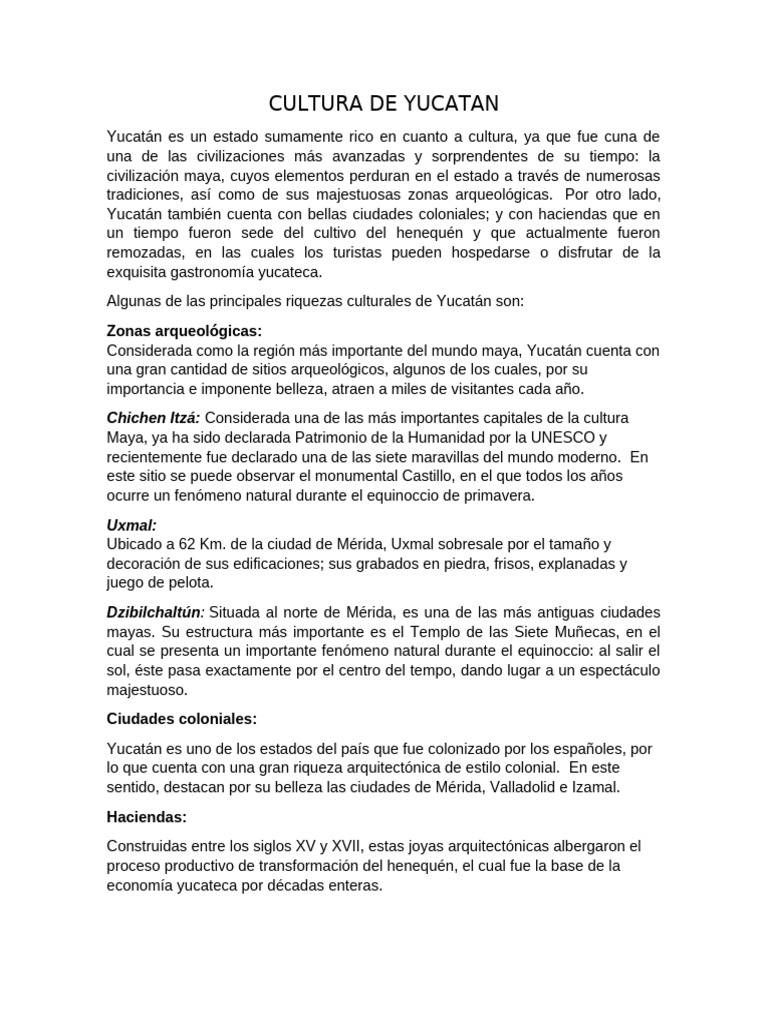 Cultura de Yucatan | PDF