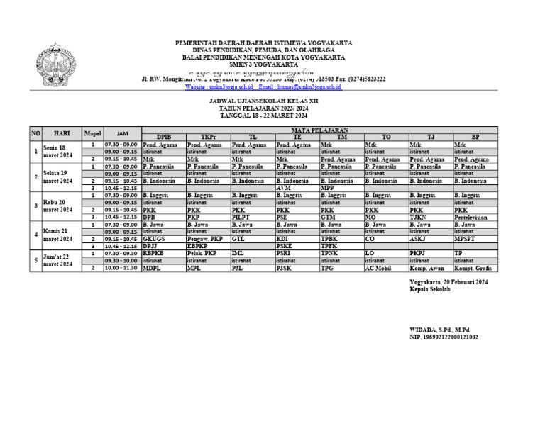 JADWAL | PDF