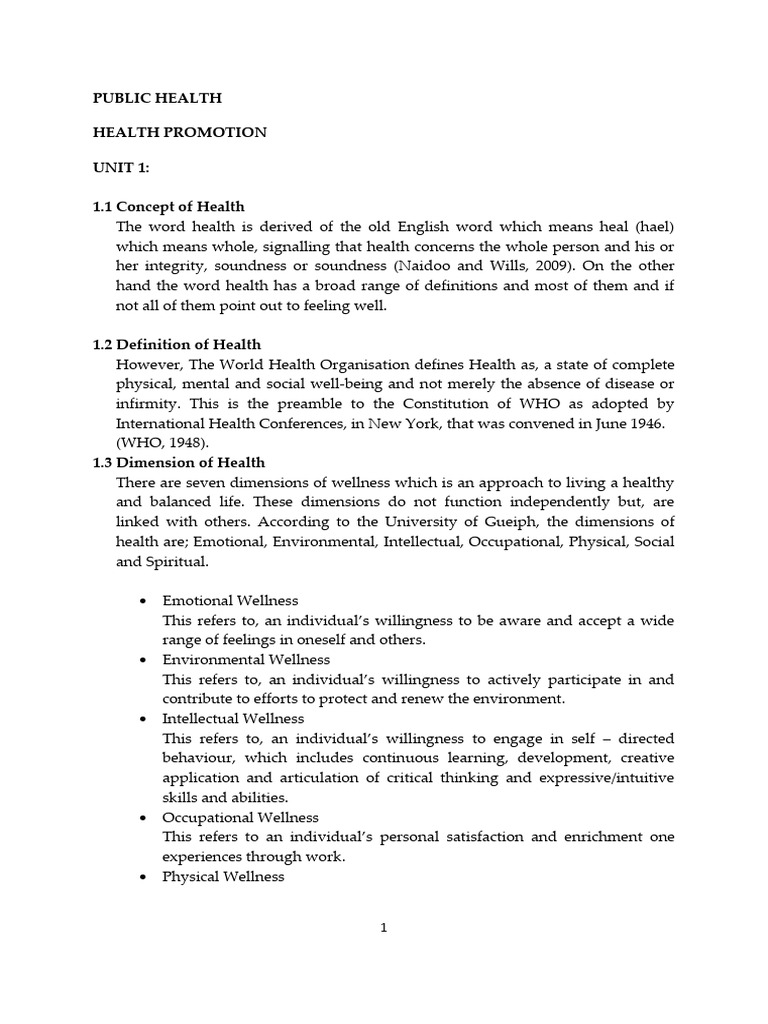 Health Promotion in Word Document | PDF