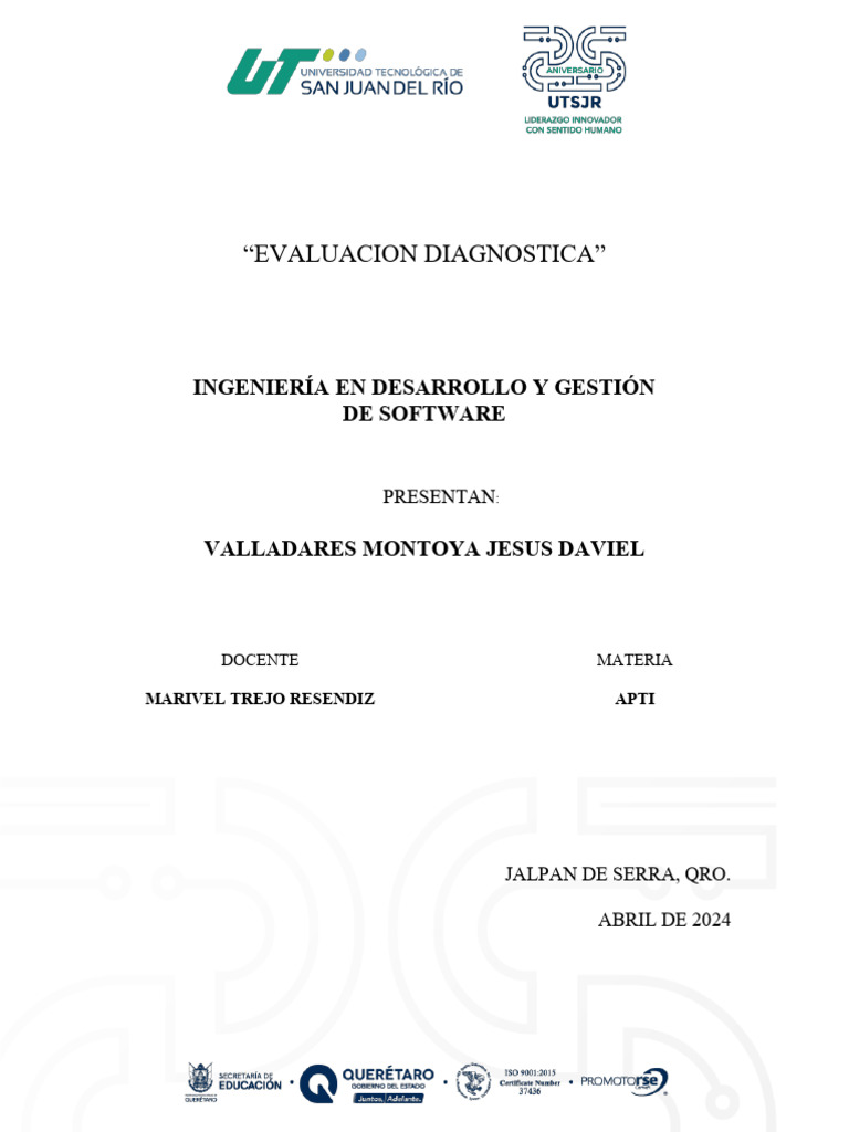 1erparcial - ACT1 - EVALUACION DIAGNOSTICA | PDF