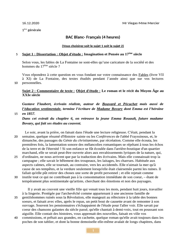 Sujet Bac Blanc 1 | PDF