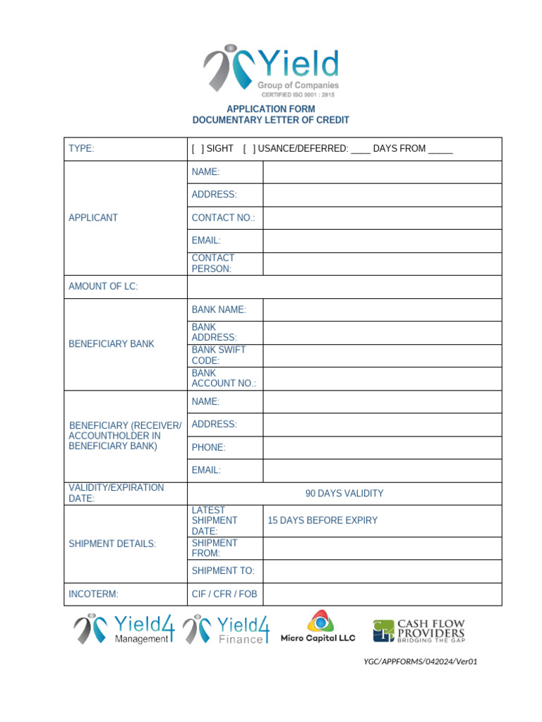 DLC Application Form - Yield Group | PDF