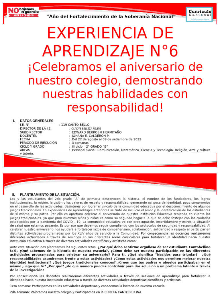 Experiencia de Aprendizaje N 6 | PDF