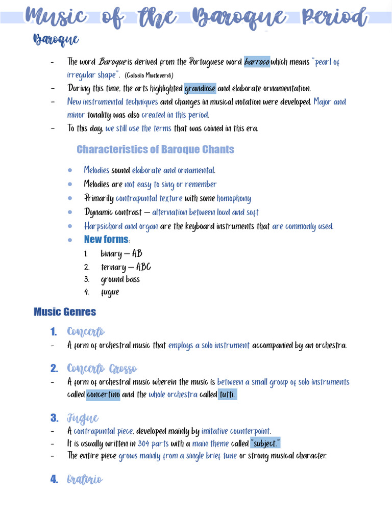 Music, Lesson 3 | PDF | Baroque Music | Musical Compositions